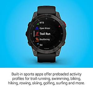 Garmin 010-02582-10 epix Gen 2, Premium active smartwatch, Health and wellness features, touchscreen AMOLED display, adventure watch with advanced features, black titanium