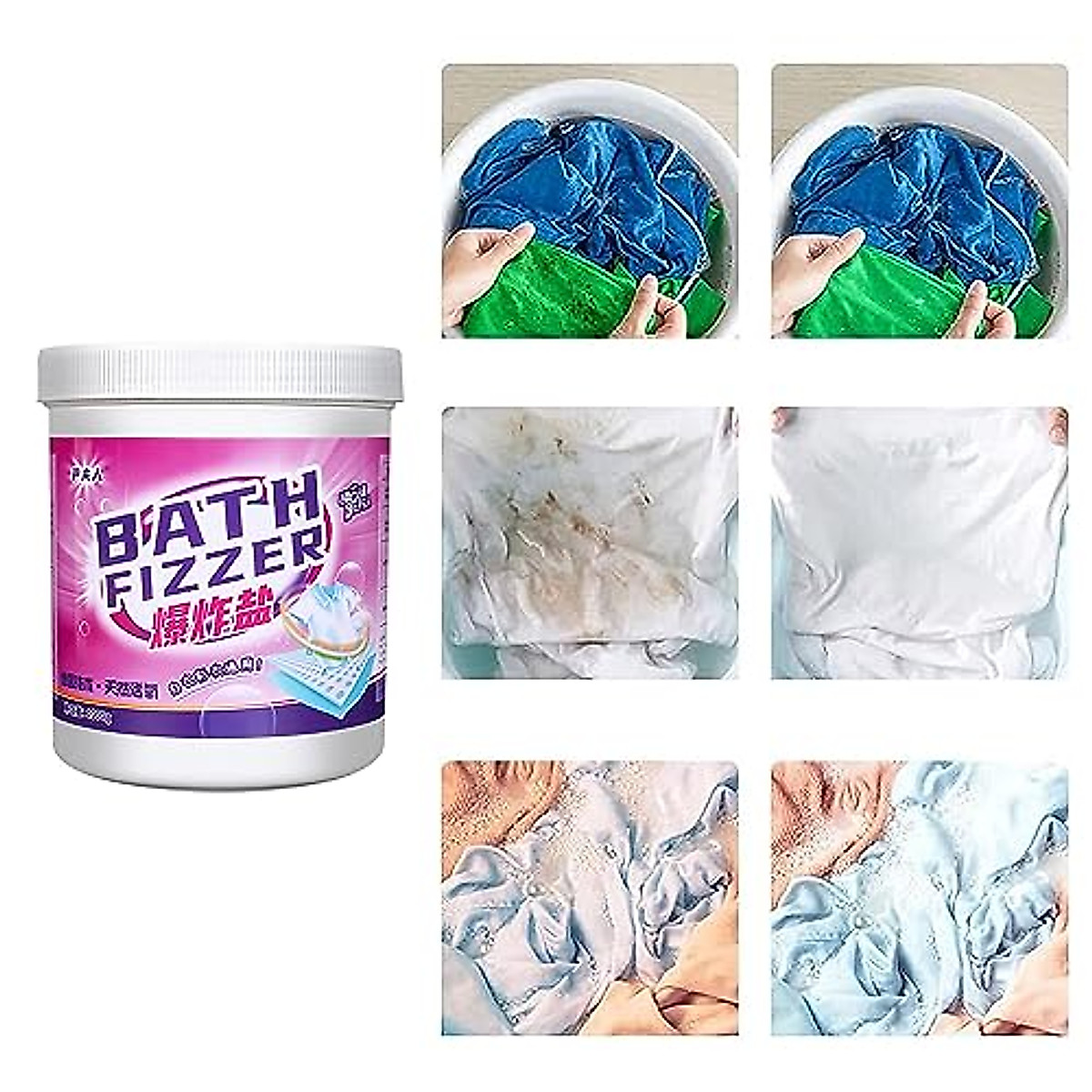 Active Explosive Salt Clothing Cleaning Powder, Ultra White Laundry Powder Detergent, Color Bleaching Powder, Active Enzyme Laundry Stain Remover, Fast and Efficient, Powerful Washing Powder (260g)