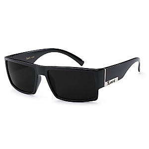 Locs Mens Flat Top Gangster Sunglasses Black Silver Frame 91026 (Black), 5.5w x 1.75h