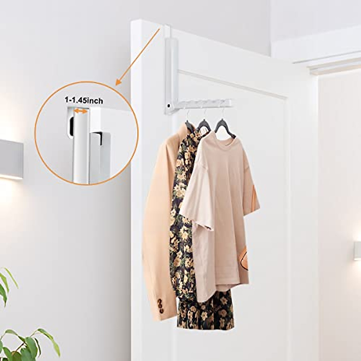 VIAV Over The Door Hooks Hanger,Foldable Over Door Drying Laundry Rack Hooks for Hanging Clothes with 6 Groves Over Door Towel Racks for Clothes,Coat, Behind Back Bathroom, Bag and Robe 2 PCS (White)