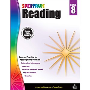 Spectrum Reading Comprehension Grade 8, Ages 13 to 14, 8th Grade Workbooks, Nonfiction and Fiction Passages, Analyzing and Summarizing Story Structure Using Context Clues and Citations - 160 Pages