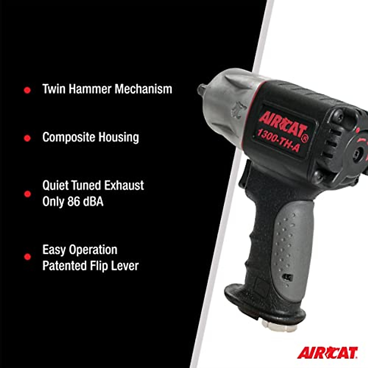 AIRCAT Pneumatic Tools 1300-TH-A: 3/8-Inch Composite Impact Wrench 600 ft-lbs
