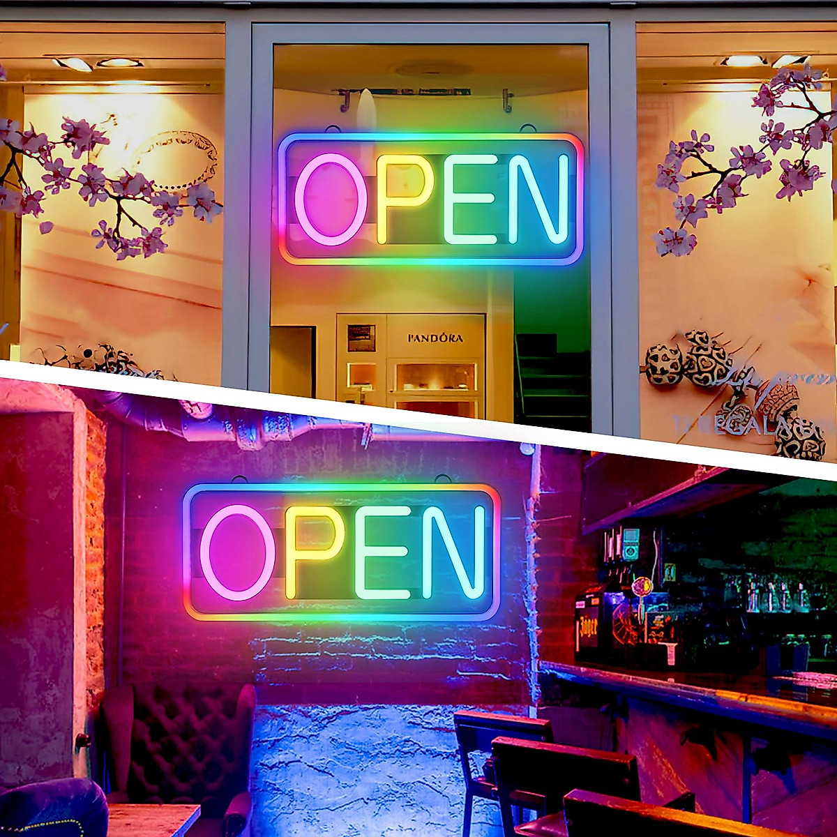 Led Open Sign, 21×10 inch Neon Open Sign with Remote, Color Changing & Scrolling Modes, Adjustable Brightness and Speed RGB Open Signs for Business Bar Restaurant Hotel Storefront Window