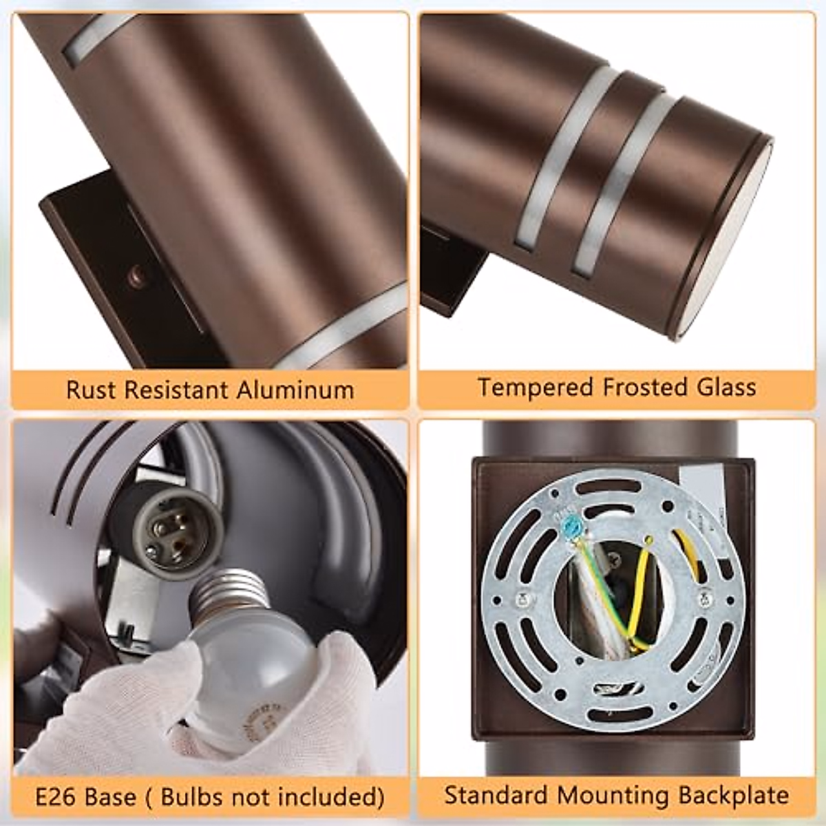 Housen Solutions Outdoor Light Fixture, IP65 Waterproof Exterior Lighting Fixtures, Oil Rubbed Bronze Aluminum Wall Mount Porch Lights, Outdoor Lights for House Garge