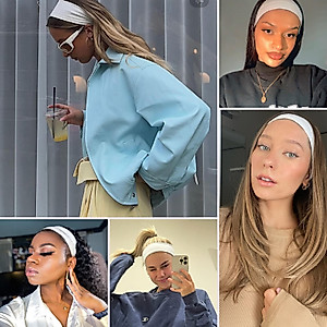 MLMOMVME 6 Pcs White Headbands for Women Hair Cotton Headband for Tie Dye Party Supplies, Non-slip Stretchy Elastic Head Wrap Holder Hair Accessories