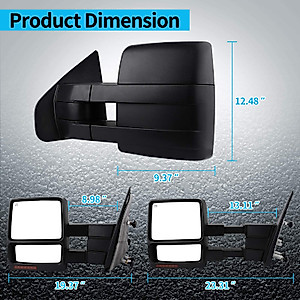 AUTOSAVER88 Towing Mirrors Compatible with 2004 2005 2006 Ford F150 Truck, Trailer Tow Mirrors w/Power Heated Glass Turn Signal Puddle Lamp, Manual Telescoping and Folding Side Mirror
