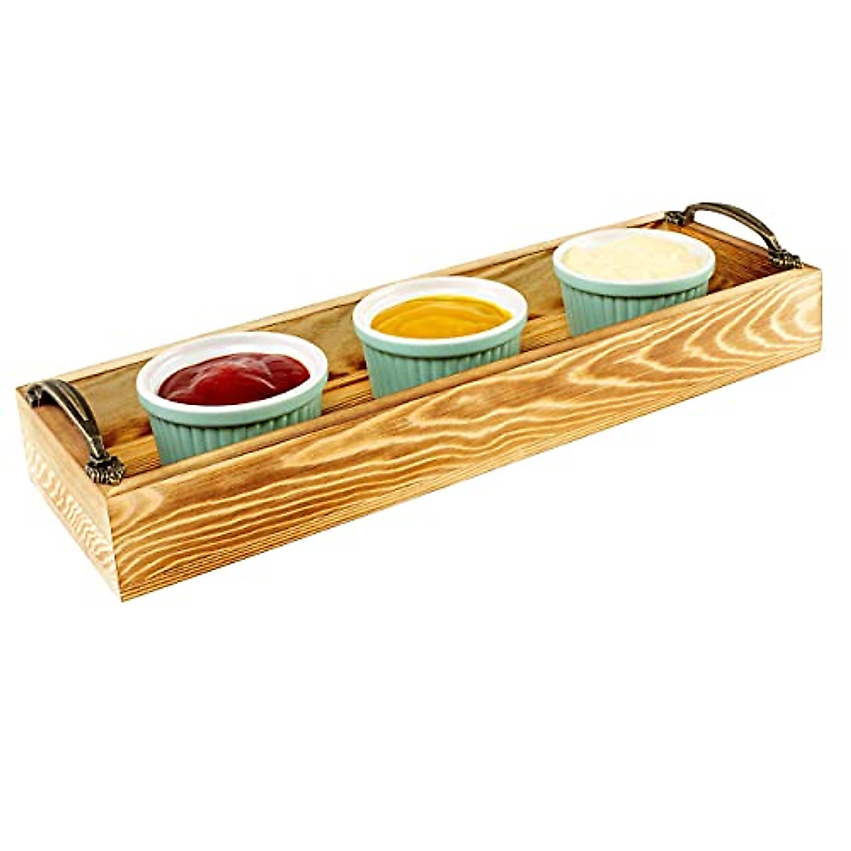 Strova Rectangular Wood Serving Tray with Handles – 16 Inch Long Narrow Tray for Serving Wine, Appetizers, Coffee, Condiments, Fruits, and More