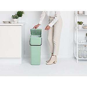 Brabantia Sort & Go Kitchen Recycling/Garbage Trash Can (10.6 Gal/Jade Green) Large Refuse Organiser with Handle & Removable Lid, Easy Clean, PerfectFit Bags Included