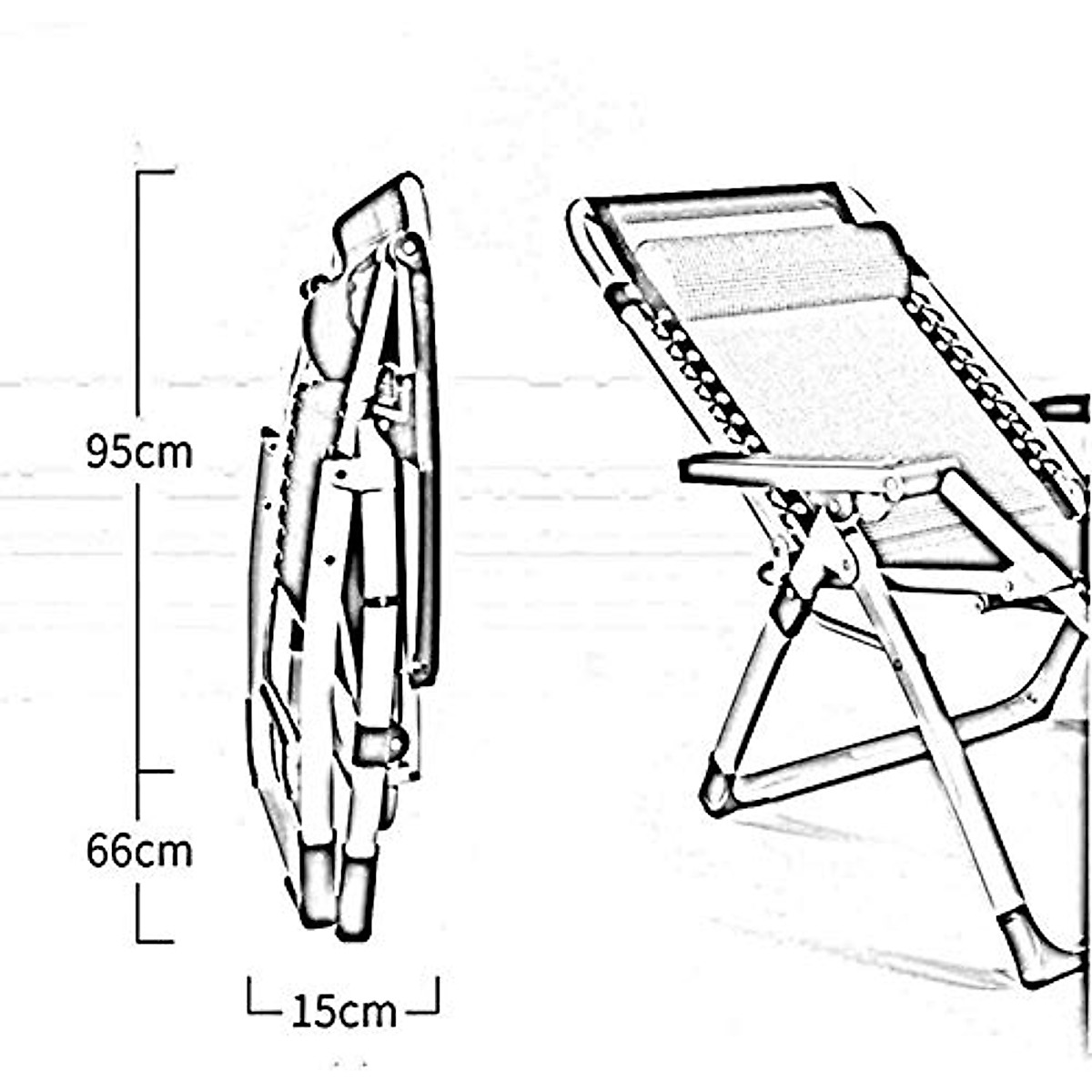 XZGDEN Lightweight Deck Chair Recliners,Locking Patio Outdoor Lounger Chair Oversize XL Padded Adjustable Recliner with Headrest Support 440lbs (Color : Black)