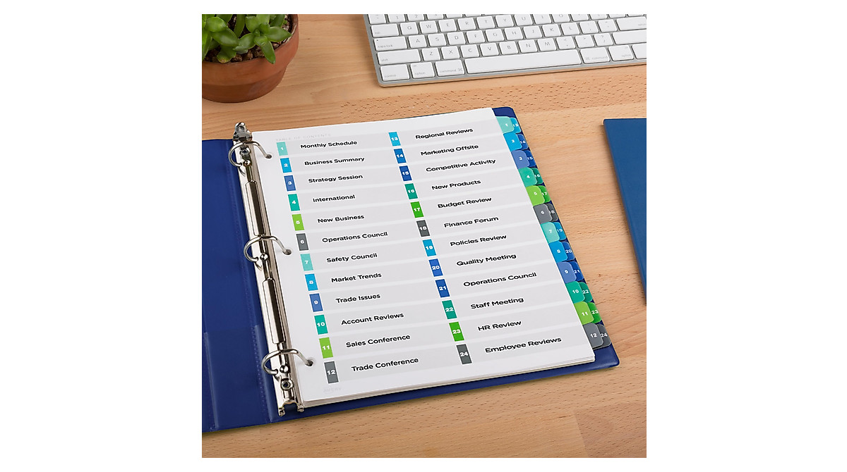 Avery 24 Tab Double Column Binder Dividers - Customizable TOC