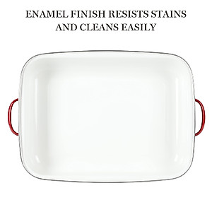 Martha Stewart Thayer 18" Enamel on Steel Roaster Pan w/Stainless Steel Rack - Red