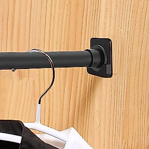 4pcs Adhesive Shower Curtain Rod Holder Adhesive Wall Mounted Shower Curtain Rail Holder Black Shower Curtain Rod Holder with Screws Shower Rod Retainer for Bathroom Bedroom (Curtain Rod Not Included)