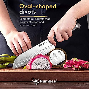 Humbee, 7.5-Inch Santoku Knife Stainless Steel Ultra Sharp Japanese Chef Knife Comfortable Grip Kitchen Knife