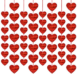 24 Pack red Heart Garlands Valentine's Day Decorations 144 Pieces Red Hearts for Valentine's Day, Wedding, Mother's Day, Party Supplies, No DIY