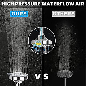 Shower Head High Pressure - OSUUQZS Rain Fixed Showerhead 5- Setting 4.1"High Flow Showerhead - with Adjustable Brass Ball- For Low Pressure Water (Chrome)