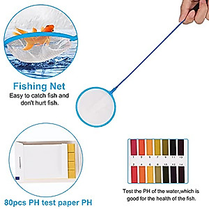 HOTOOLME 6 in 1 Aquarium Aquascape Tools, Long Stainless Steel Aquatic Plant Tweezers Scissors Scrapers Set for Fish Tank Starter Kit, Aquarium Cleaning Kit with PH Paper Fish Net Bag (Black)