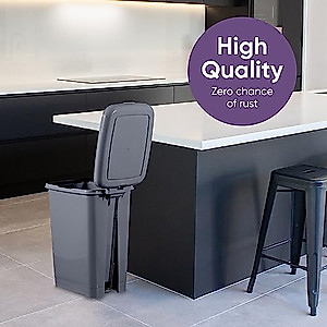 Superio Slim Trash Can with Foot Pedal – 10.5 Gallon Step-On Trash Can with Lid, Large Plastic Garbage Can, Trashcan for Bathroom, Kitchen, Office,Bedroom, Dorm Room, Patio, – Onyx Grey