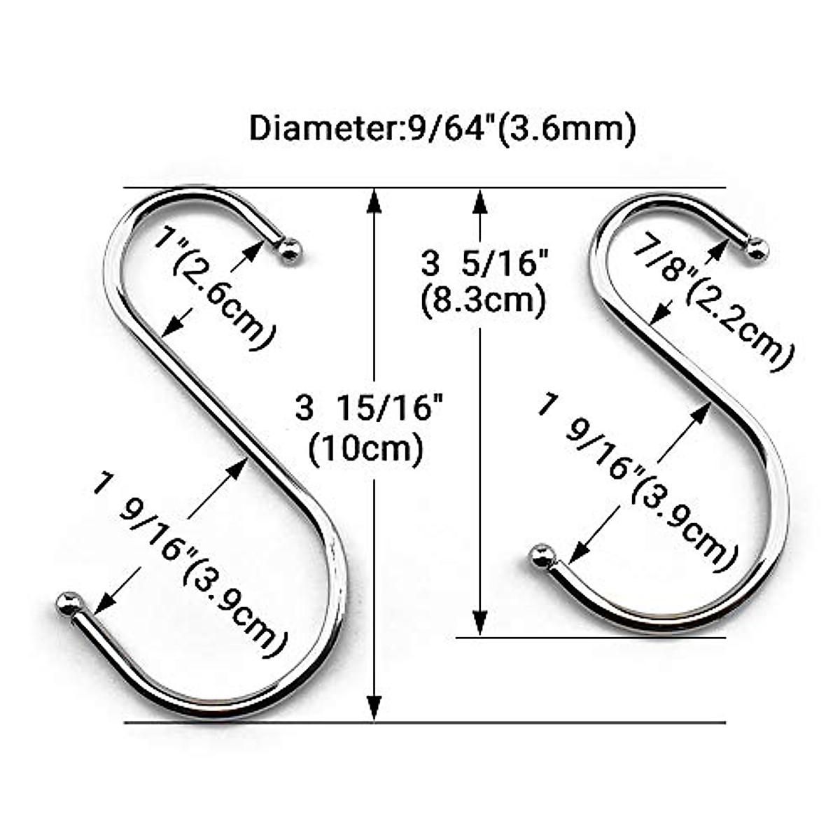 LQJ Pro S Hooks (Size Medium and Large) Closet Hooks No Scrach 16 Pack Heavy Duty Metal Rustproof Sturdy Versatile Hooks for Hanging Jeans Pots Pans Kitchen Utensils from Wire Shelving or Pot Rack