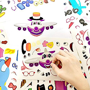 36 PCS Make a Face Stickers, Make Your own Stickers, Car and Airplane Sticker for Kids, Stickers as Gift of Festival, Reward, Birthday, Party Favor, Art Craft, Kids Party Favors