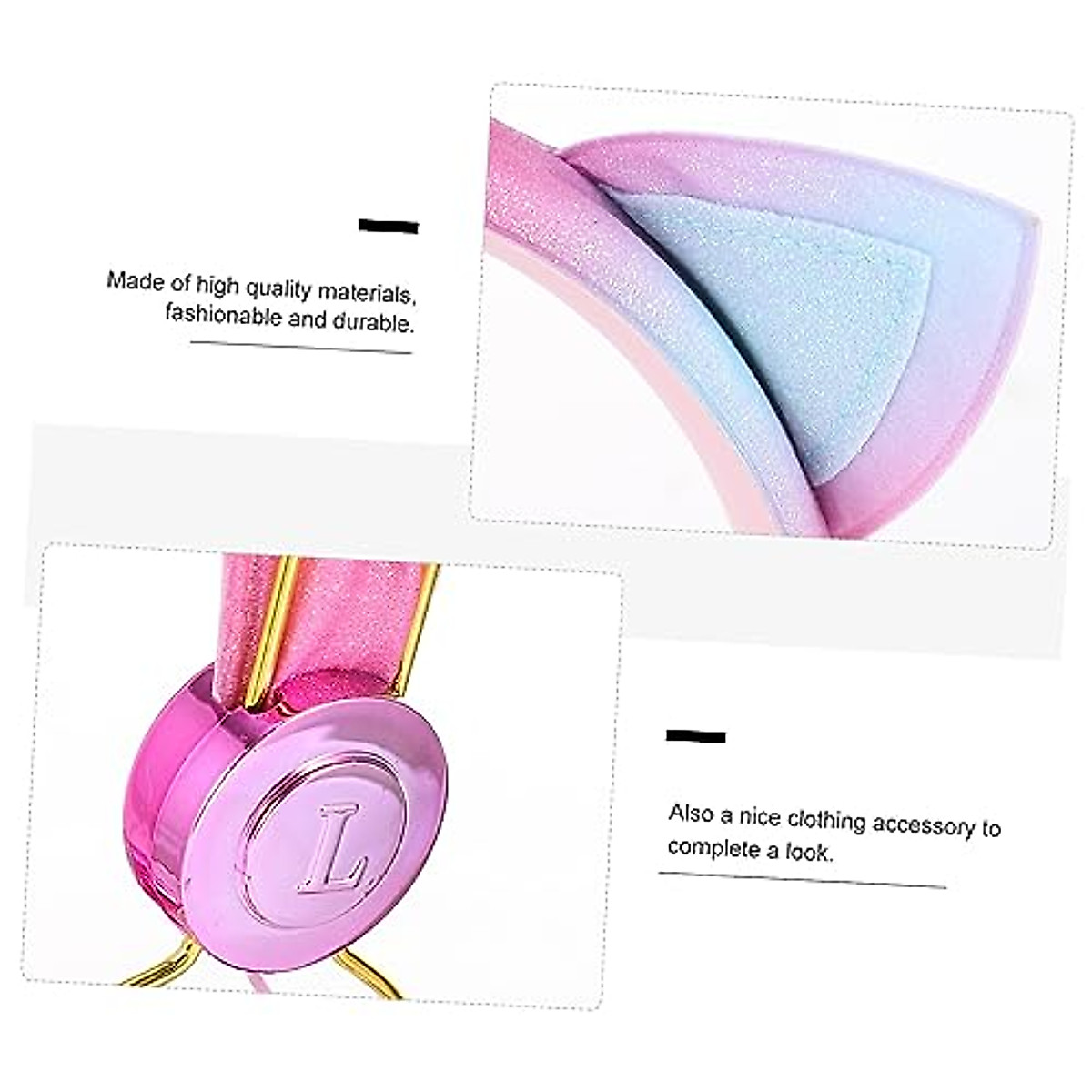 UKCOCO Headphones with mic Noise canceling Headphones Noise Cancelling Headphone Headphones for Computer Headphones for Cat Ear Game Headset Pink Headphones abs with Wheat