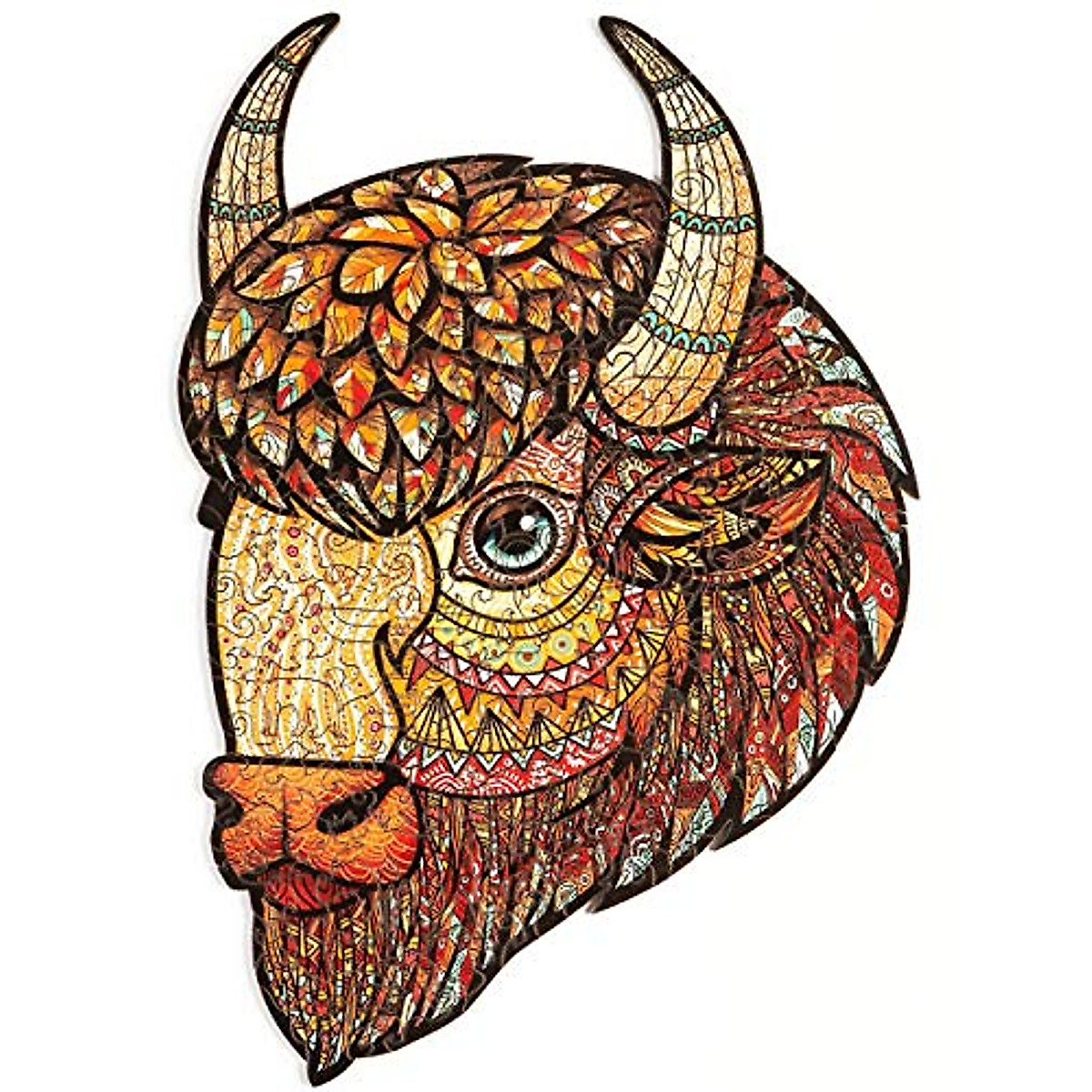 Wooden Jigsaw Puzzles for Adults and Kids Unique Shaped Jigsaw Puzzles Premium Gift Box - American Buffalo EAGLEWOOD