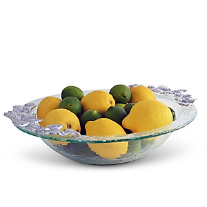 Arthur Court Designs Butterfly Pattern Glass and Aluminum Salad Bowl 16 Inch Diameter