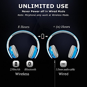 New Blue Color Over-Ear- HiFi Stereo- Bluetooth Headphones Headset-with Retail Package!