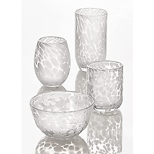 TAG 16 oz. Confetti Glass Stemless Wine Drinkware White Dishwasher Safe Beverage Glassware Dinner Party Wedding Resturant Stemless Wine Glass White