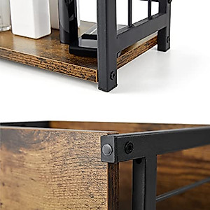 HYNAWIN Spice Rack Corner Shelf,3 Tier Wood&Metal Storage Shelf,Standing pantry Shelf For Kitchen,Bathroom,Coffee Counter Shelf Organizer With Adjustable Shelf Cabinet(Rustic Brown)