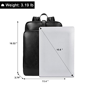 CLUCI Womens Backpack Purse Genuine Leather 15.6 Inch Laptop Vintage Travel Large Business Shoulder Bag Black