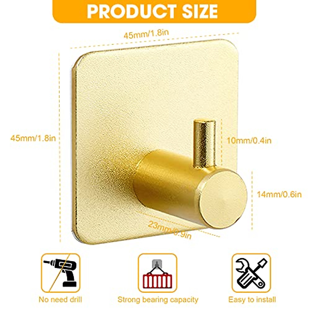 Welan 4 Pack Towel Hook, BathroomTowel Hook, Hand Towel Hook, No Screw Towel Hook, Waterproof, Removable