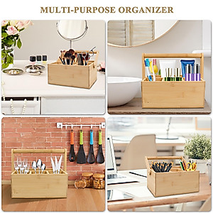 MITUKIYOUNG Utensils Holder, Caddy Cutlery Holder Silverware, Utensils Organizer, Bamboo Utensil Holder And Organizer with Handle, Utensil Holder for Party, Basket Holder for Kitchen Table, Cabinet