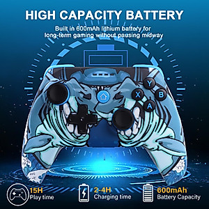 STOGA Wireless Game Controller for iPhone, Android, iPad, Mobile, PC, Tablet, Switch/Apple Arcade Mfi Games/TV/Steam, Shark Skin Bluetooth Pro Gaming Controller with Phone Clip, with 6-Axis Gyro/Dual