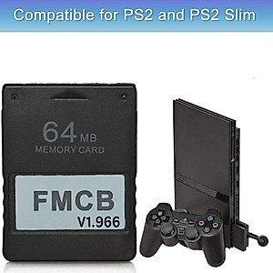 PS2 Memory Card FMCB 64MB for PlayStation 2 PS2,Just Plug and Play, Free Mcboot Your PS2