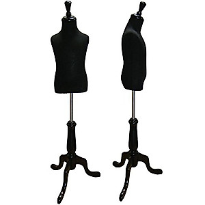 Pinnable Toddler Child Sewing Tailor Seamstress Dress Form, Black (Sizes 3-4 Small)