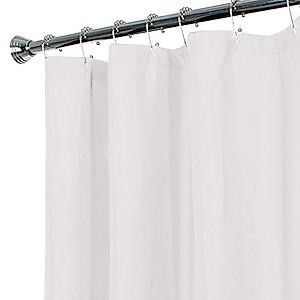 Maytex Water-Repellent Fabric Shower Curtain Liner with Weighted Hem, Soft Microfiber, Quick Drying and Washable Shower Liner, 70" x 72", White