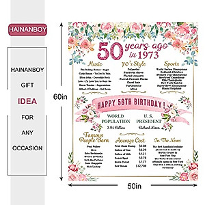HAINANBOY 50th Birthday Gifts for Women with Box, 50th Birthday Decoration Blanket Birthday Gift for 50 Year Old Women, 1963 50th Birthday Gifts Ideas