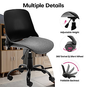 Redlife Small Desk Chairs for Small Spaces, Folding Office Chair, Ergonomic Office Chair Foldable Desk Chair Swivel Chair for Desk, Height Adjustable Folding Office Chair for Home Office (Black)