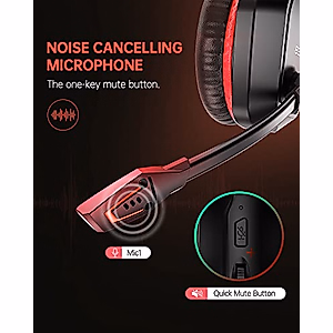 BEAVIIOO Wireless Gaming Headset with Microphone for PC PS4 PS5 Playstation 4 5, 2.4G Wireless Bluetooth USB Gamer Headphones with Mic for Laptop Computer