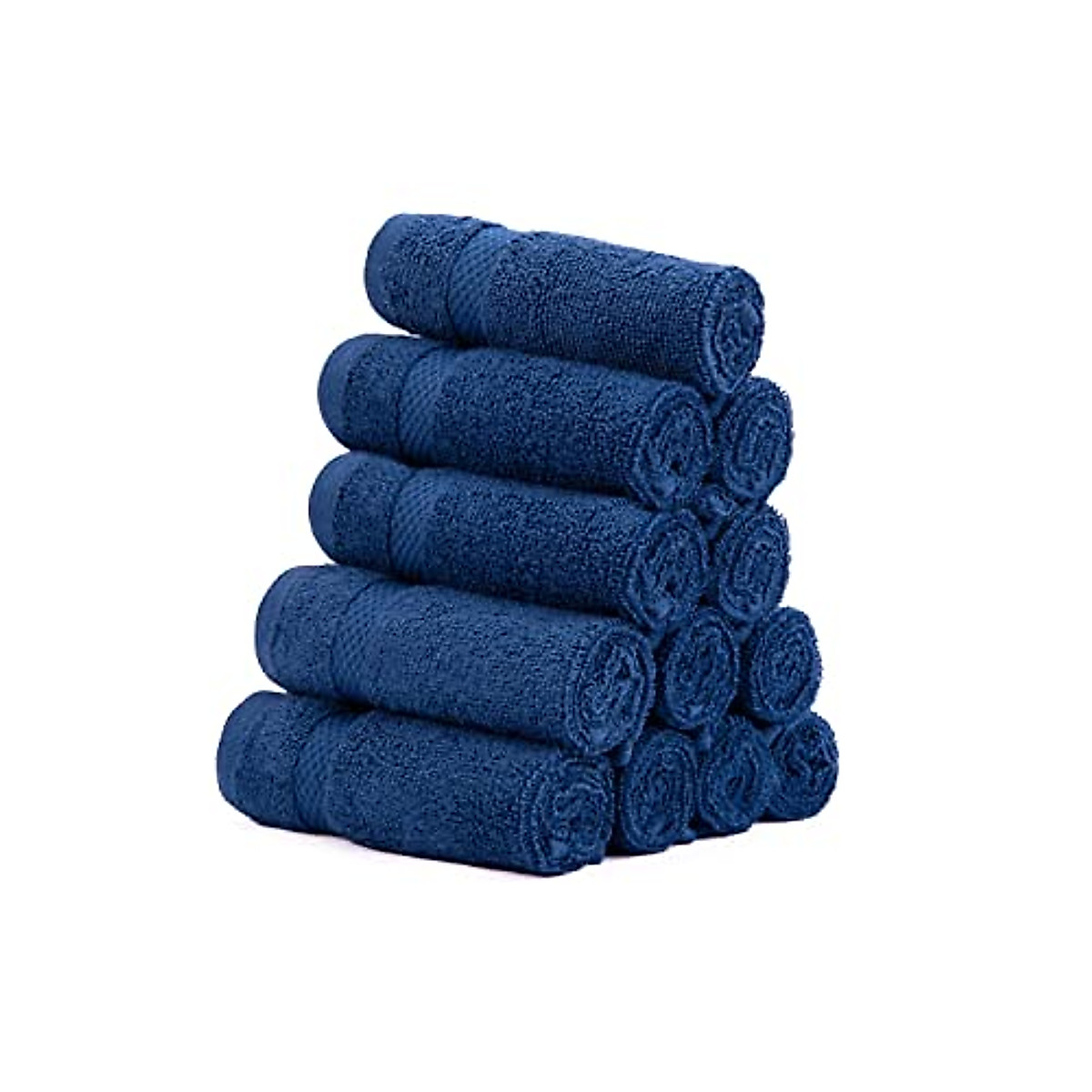 AKTI Premium Cotton Wash Cloths, Pack of 12, 13x13 Inches, 520 GMS, Durable, Quick Dry & Extra Absorbent Cleaning Cloth for Home, Spa, Hotel, Bathroom & Kitchen – Navy Washcloths