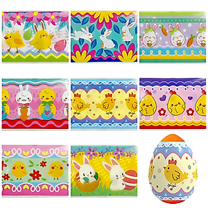 Wittocs 36 Pcs Easter Egg Wrapper Luminous Eggs Film Shrink Wraps for 2.4in Easter Eggs Chicken Bunny Egg Sleeves Decorations, New Cute Easter Egg Arounds