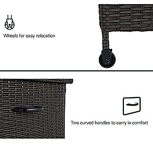 Grand patio Outdoor 170 Gallon Deck Box Outdoor Large Wicker Storage Box with Widened Lid for Patio Furniture Cushions Toys Garden Tools Pool Accessories, Dark Brown