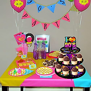 90s Party Decoration Back to The 90s Party Cupcake Stand 3-Tier Cake Cupcake Holder for 1990s Retro Theme Birthday Party Baby Shower Supplies