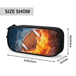 SNAPMADE Sports-Themed Pencil Case with Football for Boys Girls, Big Capacity Black Pencil Pouch, Cool Pencil Bag with Zipper Portable Travel Storage Box Desk Pen Bag for Office