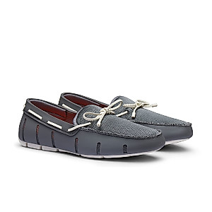 SWIMS Mens Loafers, Braided Lace Shoes for Men, Casual Beach Loafer, Comfortable Summer Shoe, Stylish Lightweight Walking Footwear, Quick Dry Breathable Eco Friendly Footbed (Basalt Grey,9.5)