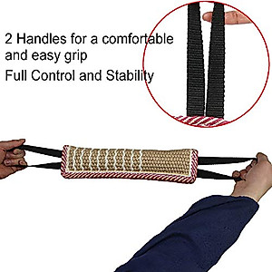 Dog Tug Toy |Tug of War Dog Toy |Jute Bite Pillow with 2 Handles for Puppy Training Interactive Play, Fetch, K9 |Suitable for Small Medium Large Dogs (Style 1)
