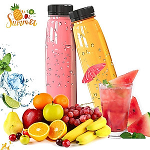 Holotap 54 Pack 7OZ Plastic Bottles with Caps, Empty PET Disposable Plastic Juice Bottles Bulk for Liquids with Black Tamper Evident Lids (7 OZ, Black)