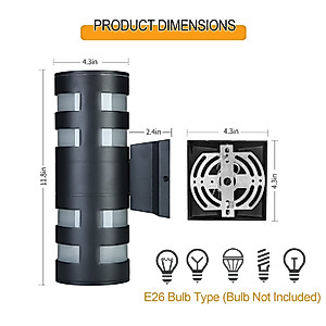 MUUTOON Outdoor Wall Sconce Modern Porch Wall Lights Exterior Light Fixture Waterproof Wall Mounted Wall Lamp Suitable for Garden, Terrace, Courtyard