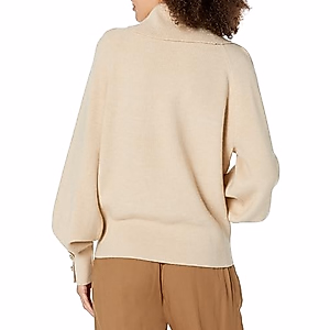 Karl Lagerfeld Paris Women's Long Sleeve Turtle Neck Sweater, Champagne Heather