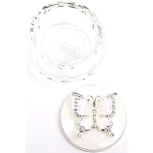 VI N VI White Pink Butterfly Jewelry Box Trinket Box Petite | Hand Painted Decorative Jewelry Display, Holder, and Organizer